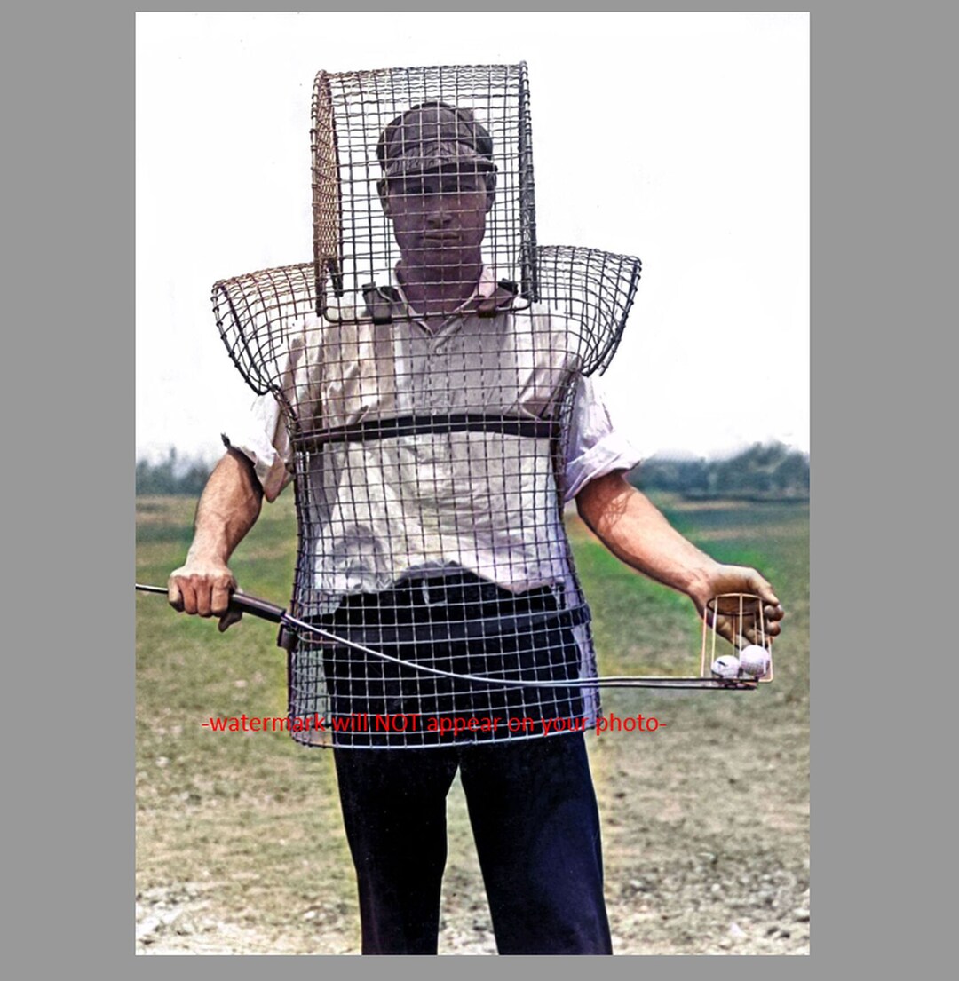5x7 1920s Funny Golf Caddy PHOTO Golfer Course Driving Range Cage ...