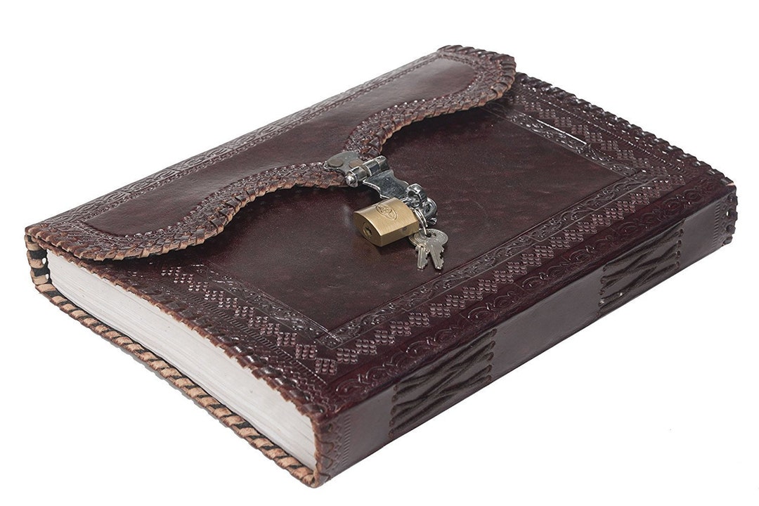 Vintage Leather Journal Personal Diary With Lock & Key Writing Notebook ...