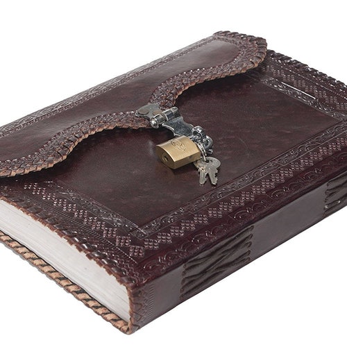 Leather Journal With Lock and Key Leather Notebook Travel - Etsy