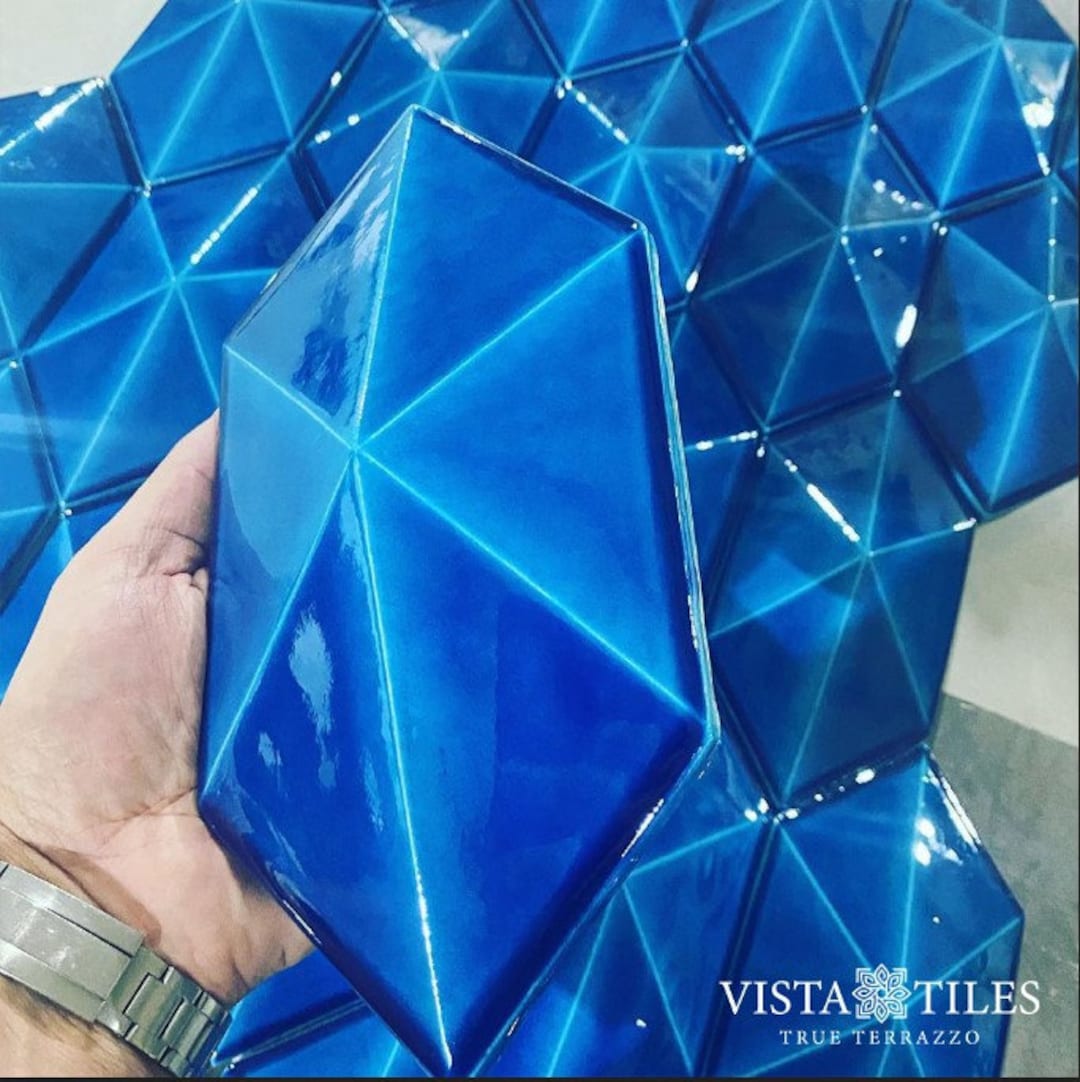 Diamonds Tiles,handmade Tile,natural Clay Tile,blue Ceramic Tile , Wall ...