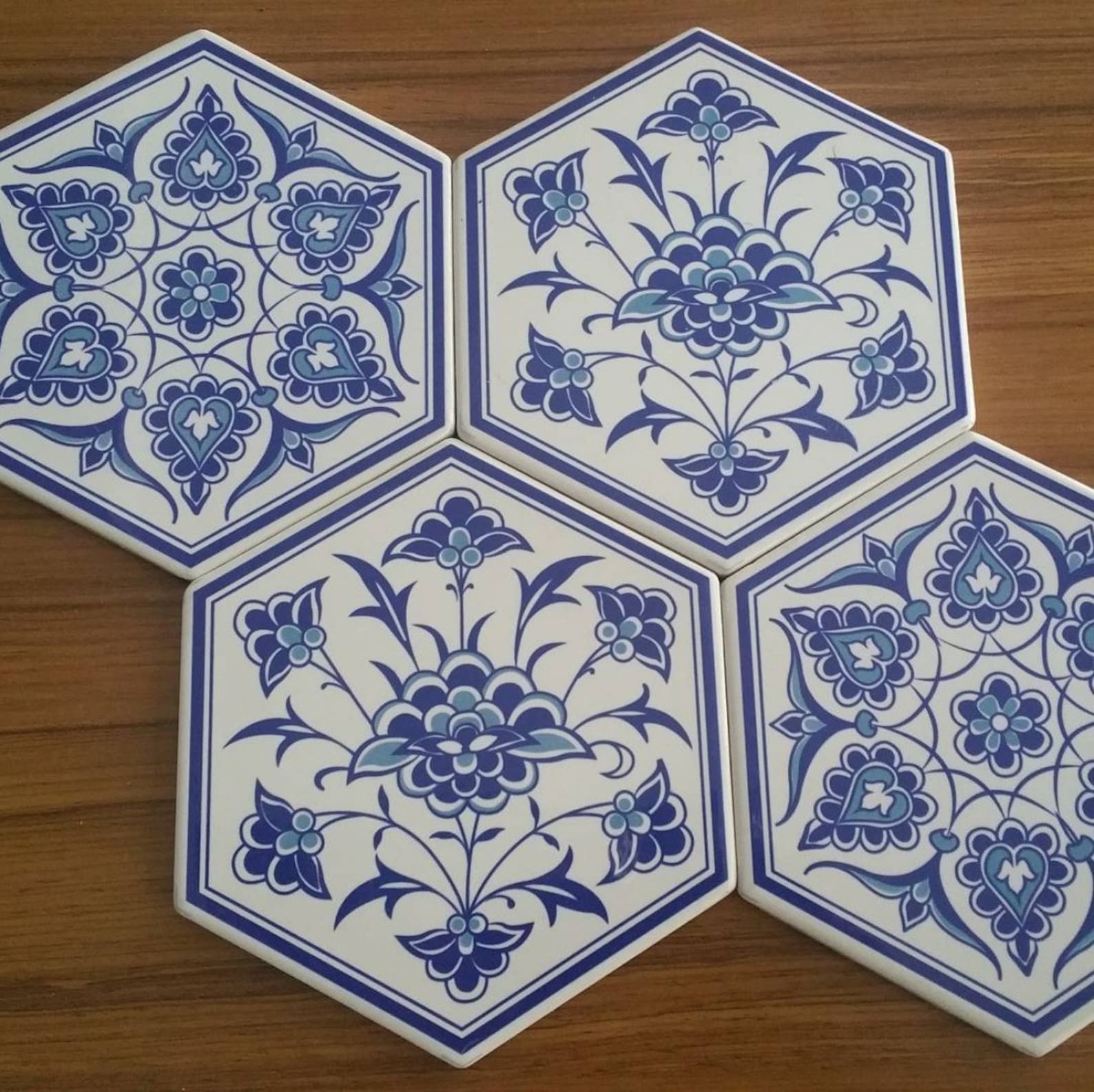 Iznik Patterned Hexagonal Tile Tile ,ottoman Seljuk Tiles,bathroom ...