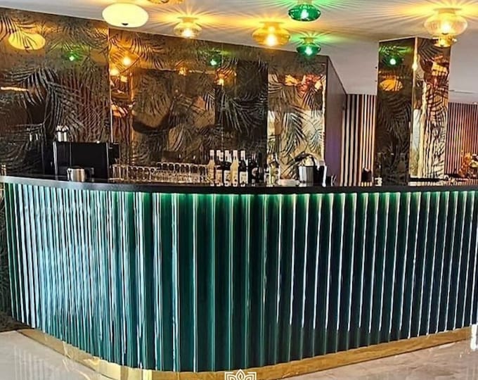 Bar Front Green Ceramic Corrugated Tile , Concave Ceramic Tradition ...
