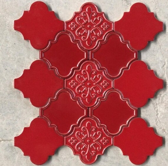 1212 Ottoman Floral Arabesque Red Tile Ceramic 1 Sqm2 10 Sqf - Etsy