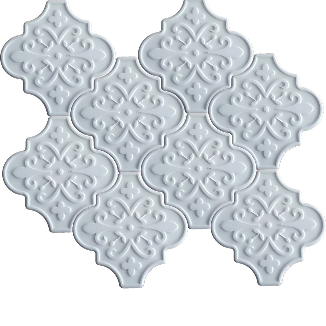 12×12 Ottoman Floral Arabesque White Tile Ceramic, 1 Sqm2 (10 Sqf ...