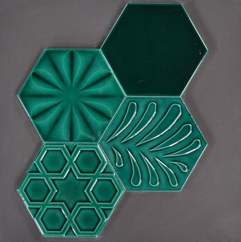 15×17 Cm Star Turquoise Hexagonal Ceramic Tile With Relief ,ottoman ...