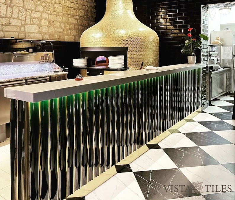 Bar Front Green Ceramic Corrugated Tile, Concave Tile,tradition ...