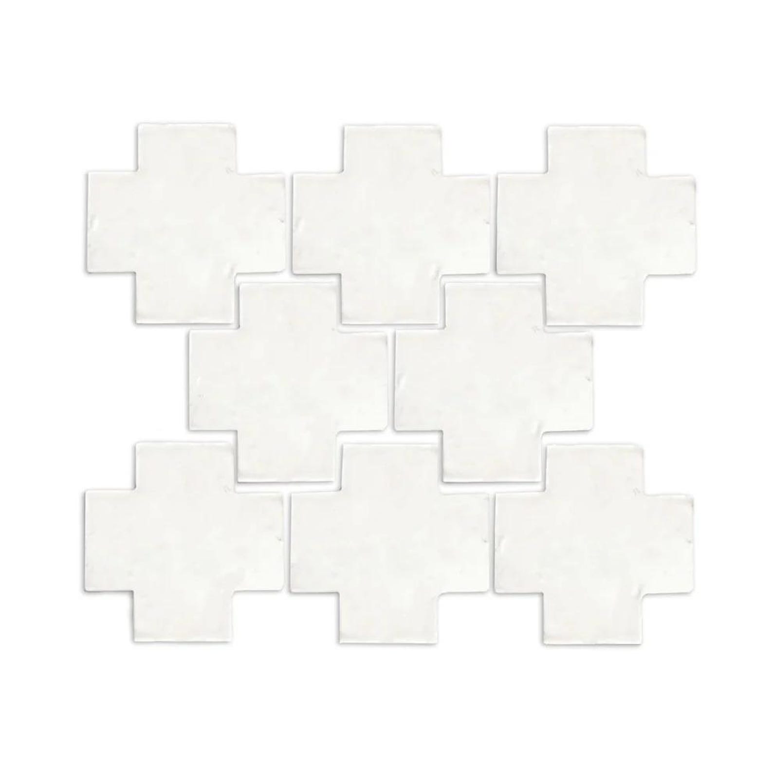 Glazed Terracotta Cross Tile 6 X 6 White Gloss , Modern Cross Tile ...