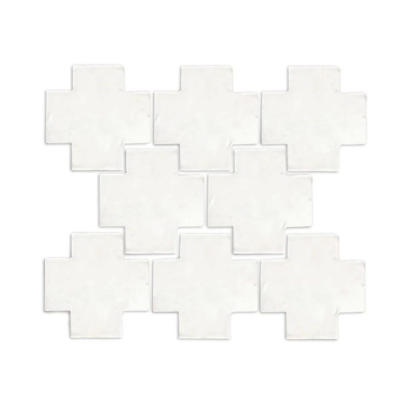Glazed Terracotta Cross Tile 6 X 6 White Gloss , Modern Cross Tile ...