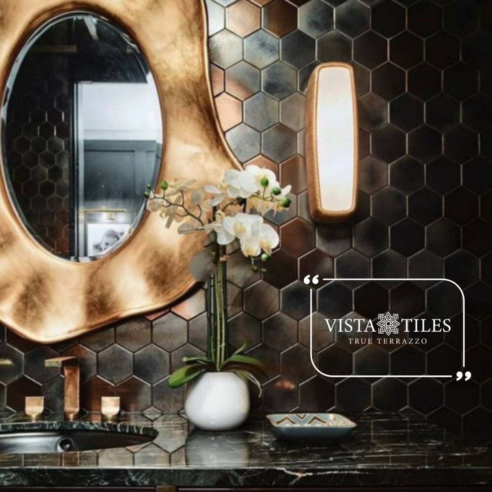 Metallic and Bronze Hexagon Tile Backsplash Handmade Tile - Etsy