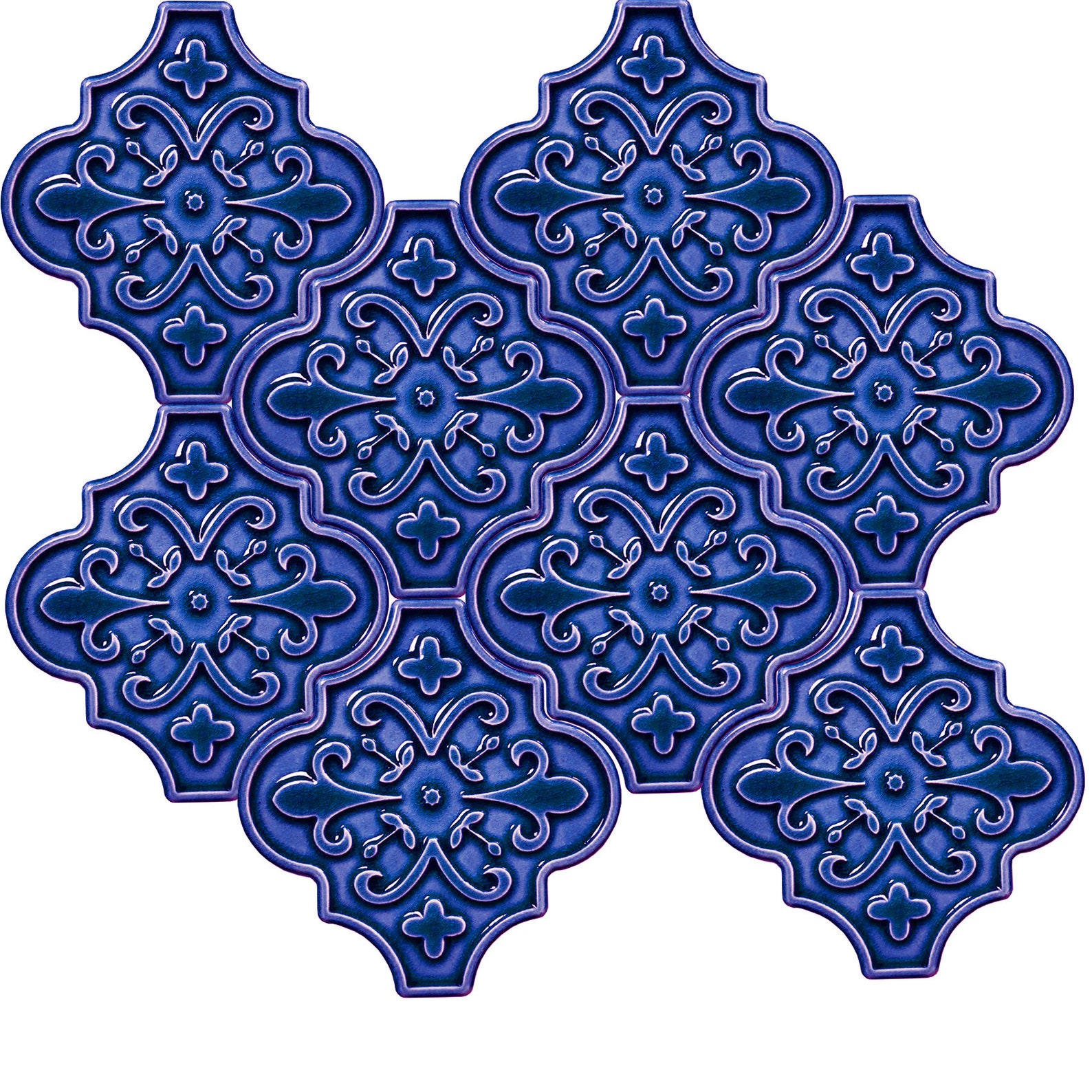 12×12 Ottoman Floral Arabesque Cobalt Tile Ceramic, 1 Sqm2 (10 Sqf ...