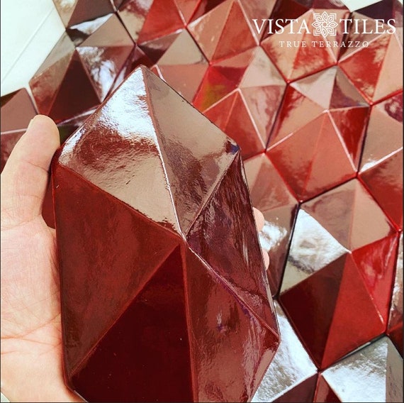 Diamonds Tileshandmade Natural Clay Tilediamond Red Ceramic - Etsy