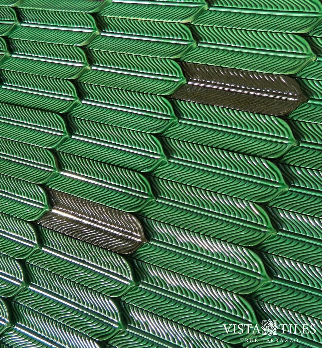 Tall Palm Leaf Ceramic Tile , Art Deco Bathroom Ceramics, Kitchen Tile ...