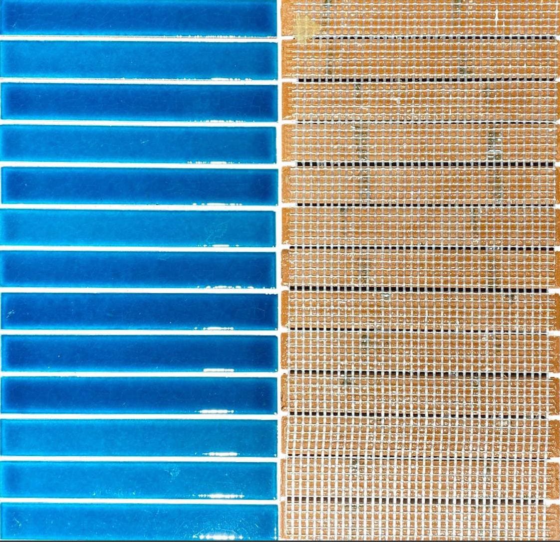 Crystal Dark Blue Mosaic Tile Sheet , Long Blue Rectangular Tiles ...