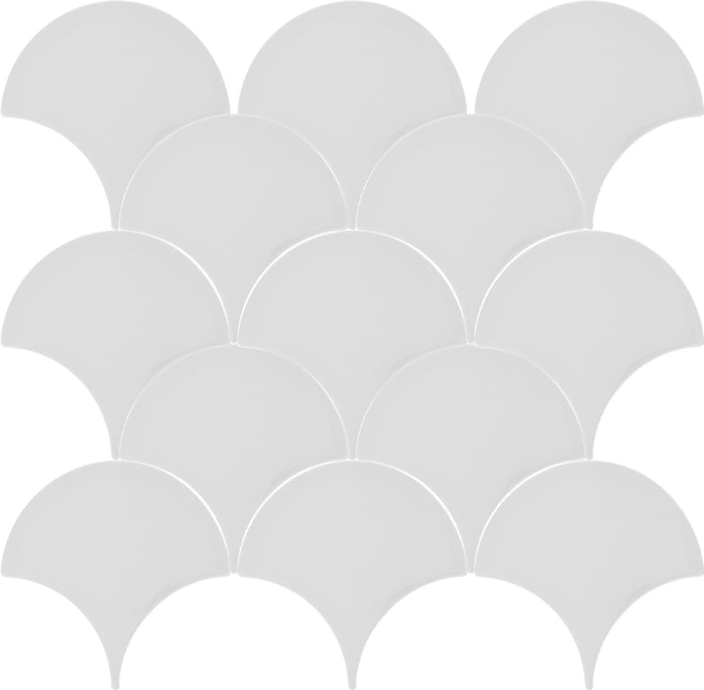 17×17 Cm White Fish Scale Tile Pattern Ceramic ,1 Sqm2 (10 Sqf ) 75 Pcs ...