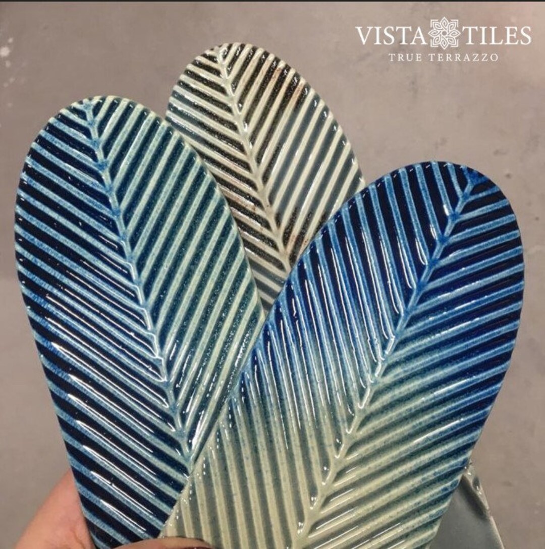 Palm Leaf Ceramic Tile , Art Deco Backsplash Tile, 1m2 97 Pieces ...