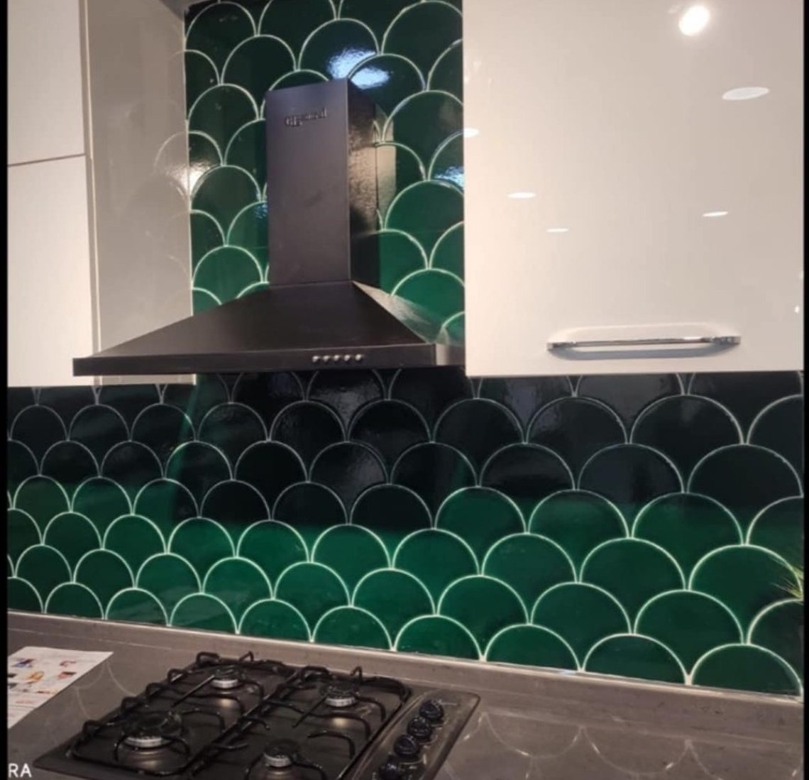 Mosaic Tiles Sample,handmade Ceramic,green Fish Scale Patterned Tile ...