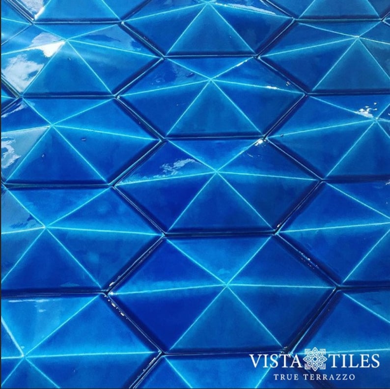 Diamonds Tiles,handmade Tile,natural Clay Tile,blue Ceramic Tile , Wall ...