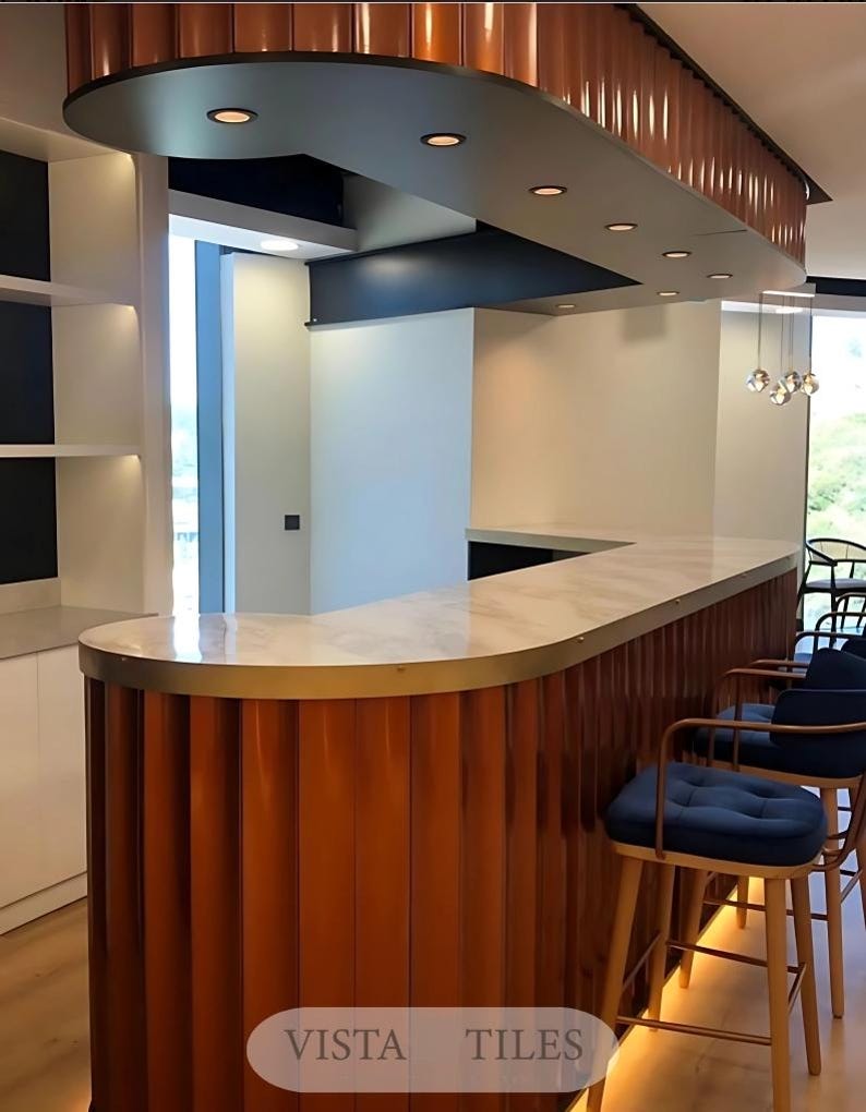 Bar Front Brown Ceramic Corrugated Tile , Concave Ceramic Tradition ...