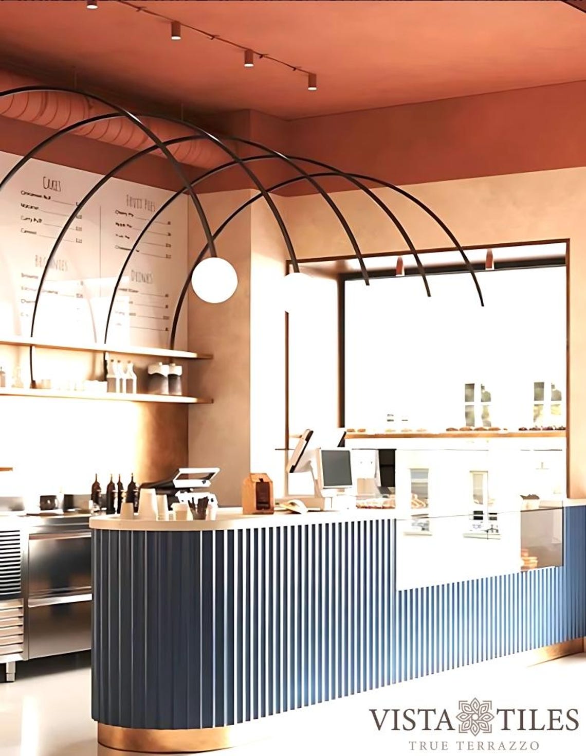 Bar Front Metal Anthracite Corrugated Tile , Concave Ceramic Tradition ...