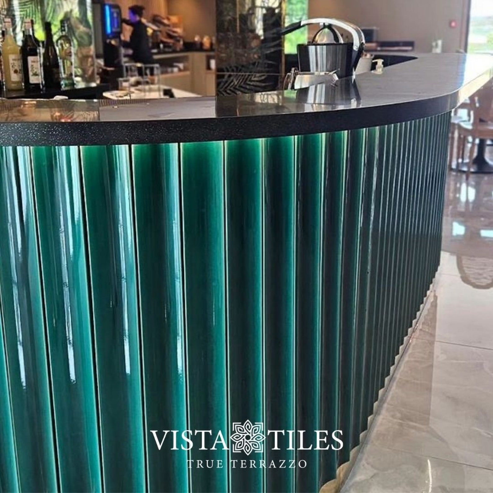 Bar Front Green Ceramic Corrugated Tile , Concave Ceramic Tradition ...