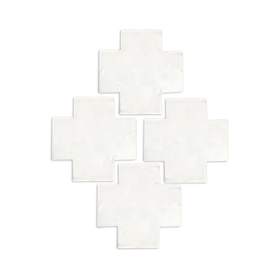 Glazed Terracotta Cross Tile 6 X 6 White Gloss , Modern Cross Tile ...