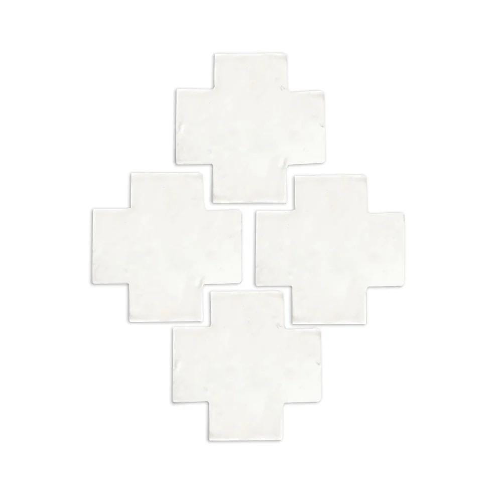 Glazed Terracotta Cross Tile 6 X 6 White Gloss , Modern Cross Tile ...