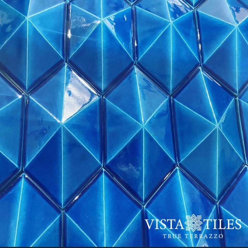 Diamonds Tiles,handmade Tile,natural Clay Tile,blue Ceramic Tile , Wall ...