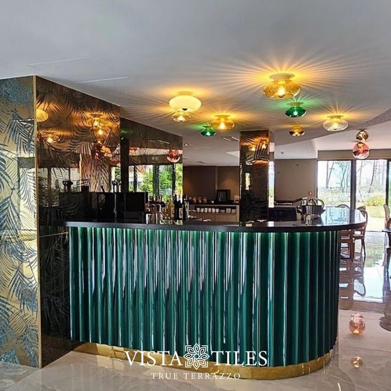 Bar Front Green Ceramic Corrugated Tile, Concave Tile,tradition ...