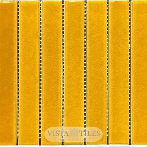 Long Yellow Rectangular Ceramic Mosaic , Glossy Yellow Handmade Tile ...