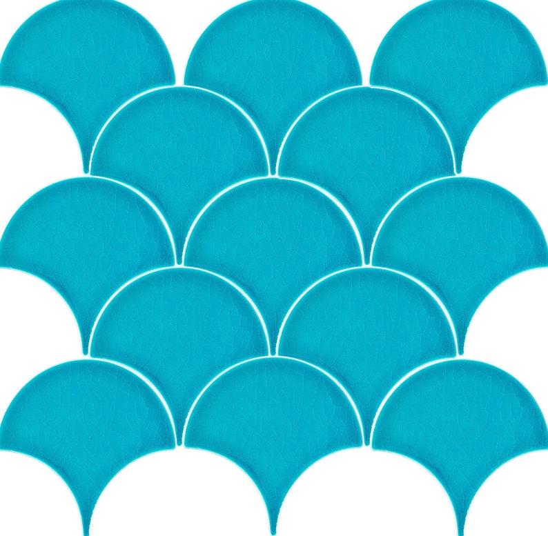 1717 Cm Turquoise Fish Scale Drop Pattern Tile,1 Sqm2 10 Sqf 75 Pcs ...