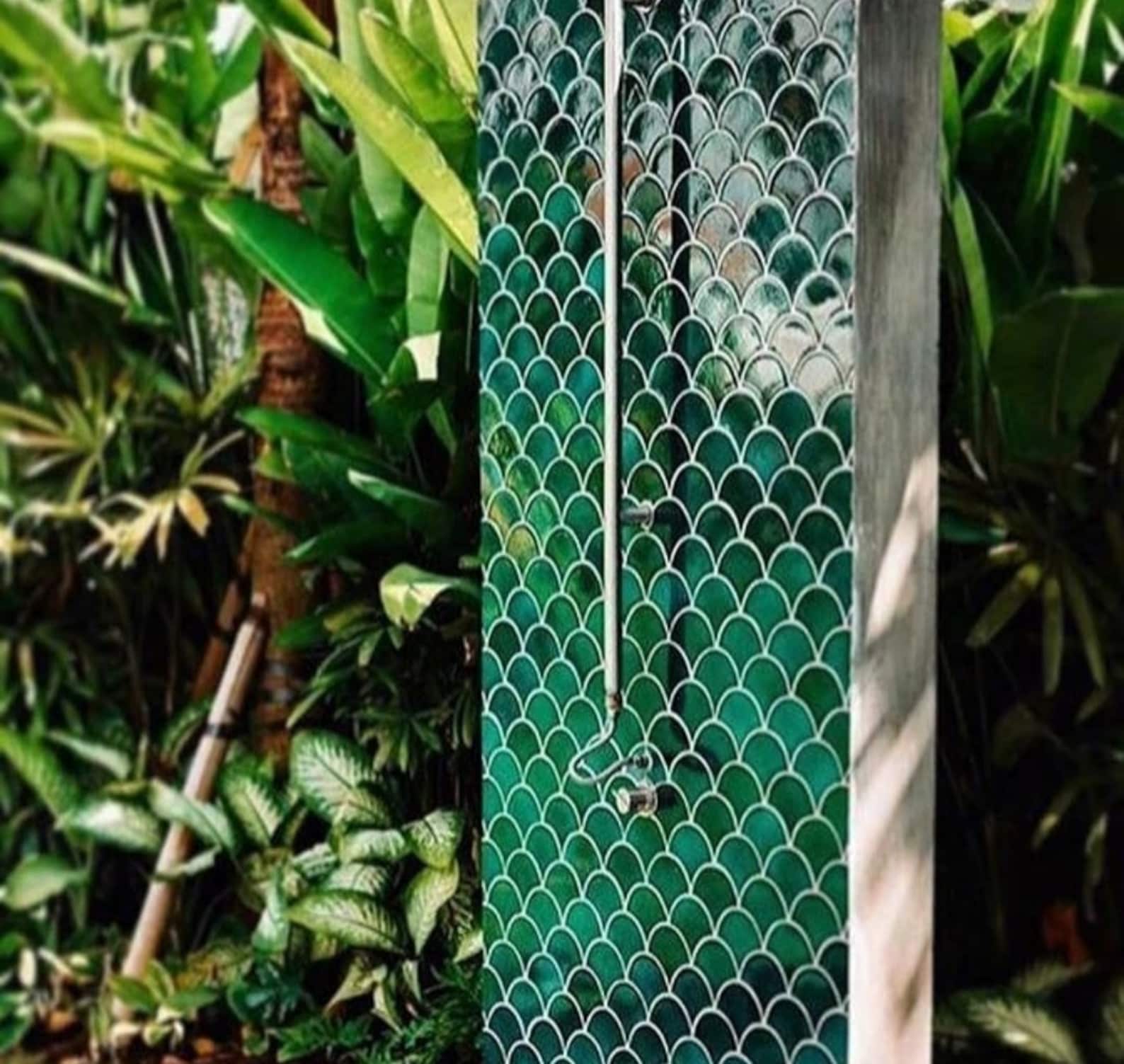 Mosaic Tiles( Sample),handmade Ceramic,green Fish Scale Patterned Tile ...