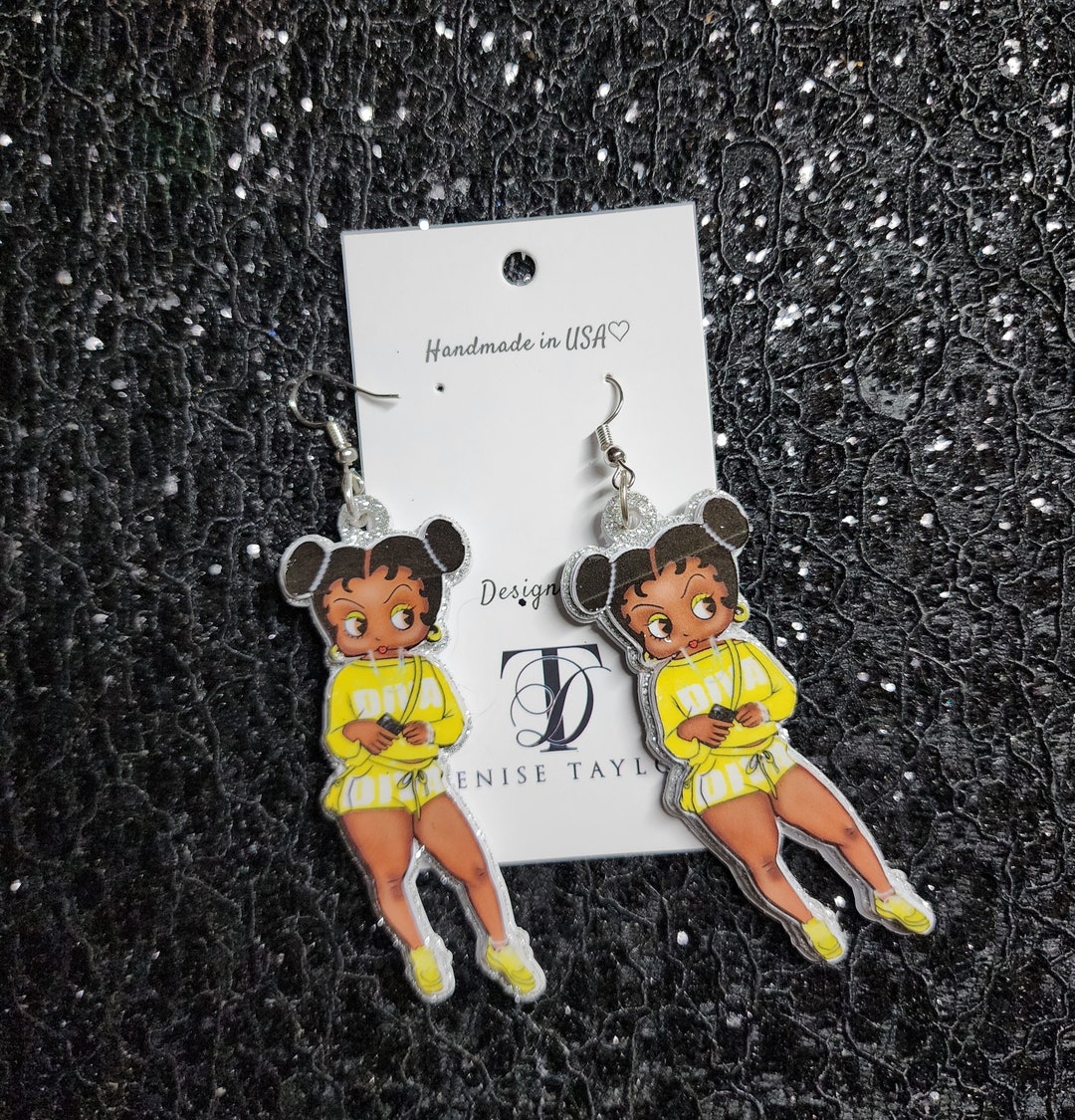 Handmade Betty Boop Yellow Diva Dangle & Drop Earrings| Gifts for Her ...