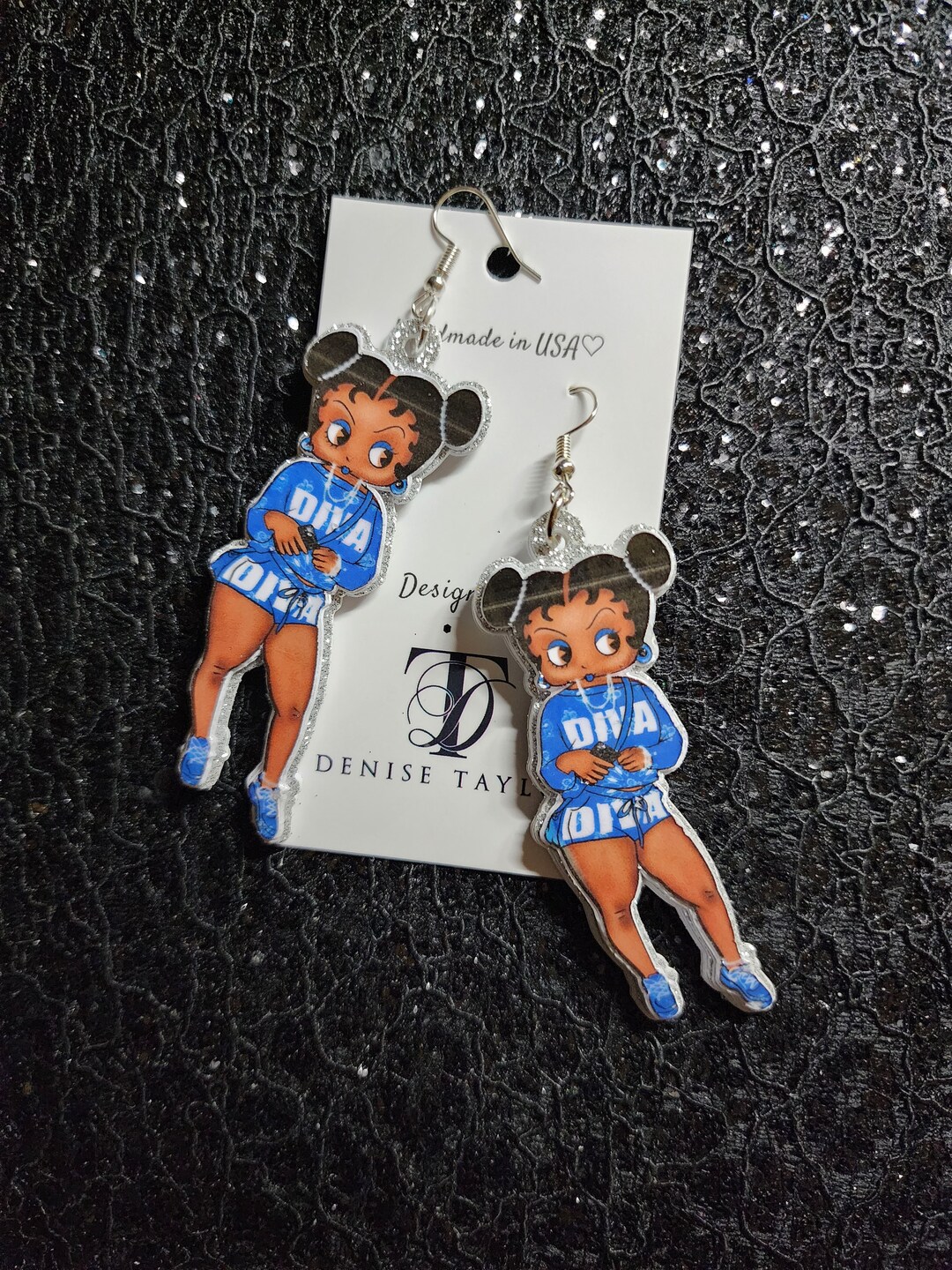 Handmade Betty Boop Blue Diva Dangle & Drop Earrings| Gifts for Her ...