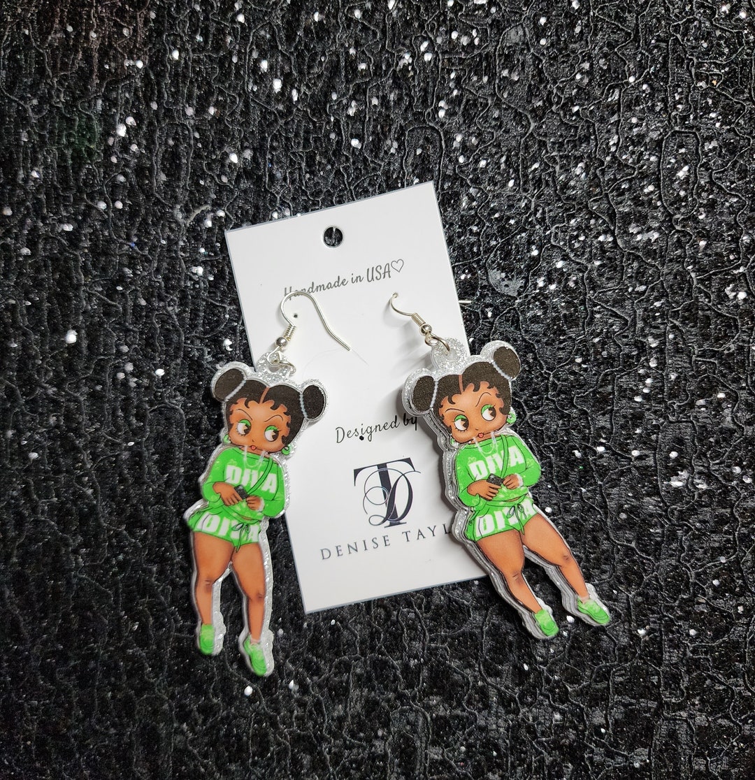 Handmade Betty Boop Green Diva Dangle & Drop Earrings| Gifts for Her ...