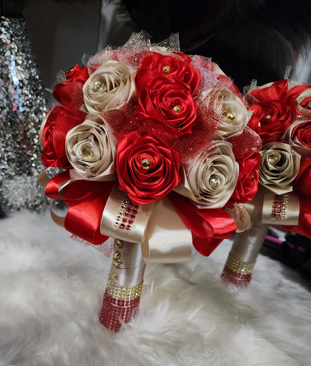 Bridal Eternal Rose Bouquet| Wedding Bouquet| Ribbon Roses| Forever ...