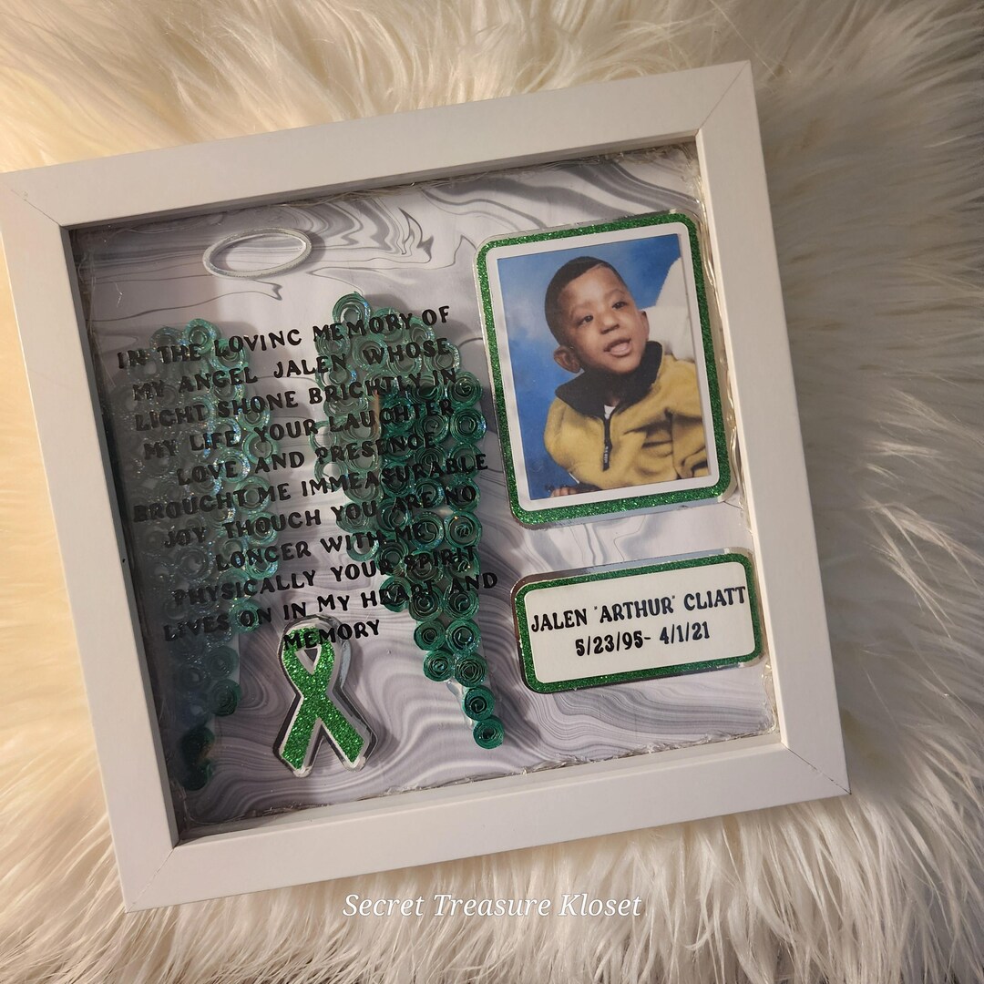 Personalized Memorial Shadow Box; Angel Wing Shadow Box; Paper Flowers ...