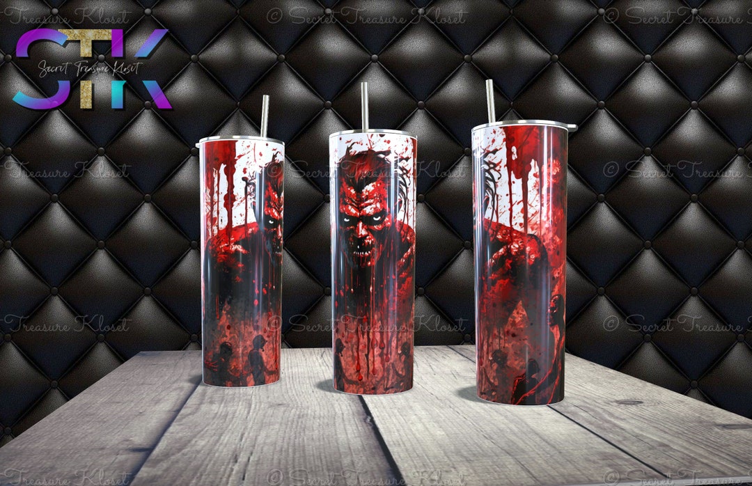 3D Horror Zombies| Digital Sublimation Design| 20oz Skinny Tumbler Wrap ...
