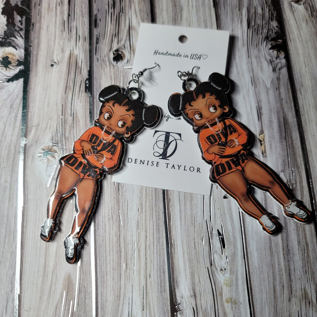 Handmade Betty Boop Orange Diva Earrings| Dangle & Drop Earrings ...