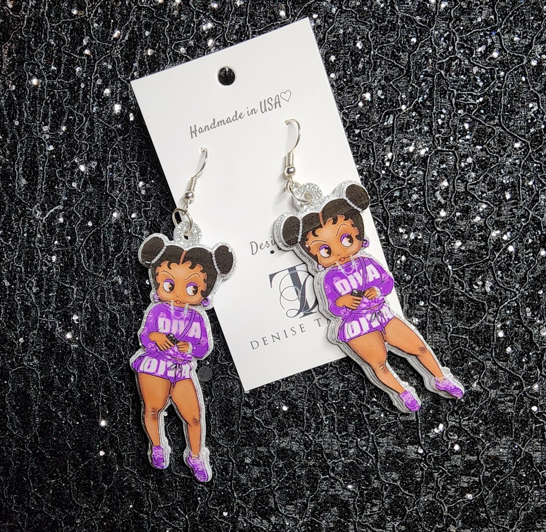 Handmade Betty Boop Purple Diva Dangle & Drop Earrings| Gifts for Her ...