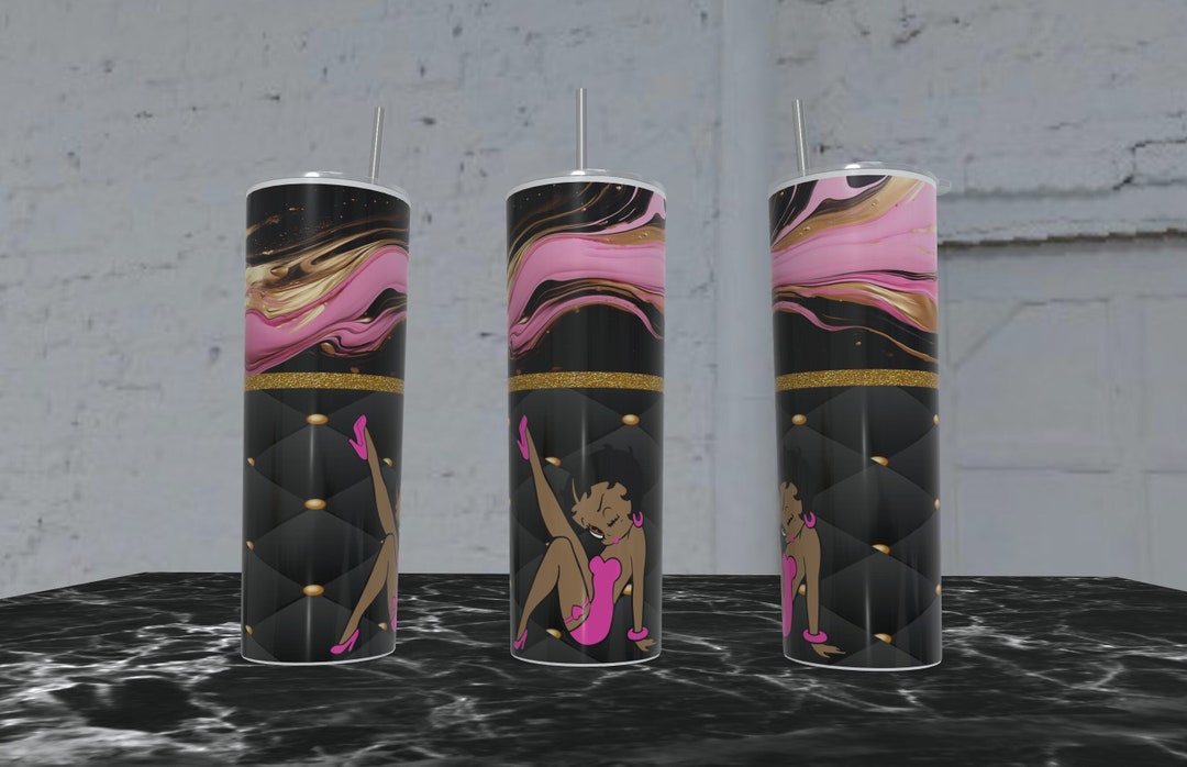 Pink and Gold Betty Boop Digital Sublimation Wrap| 20oz Skinny Tumbler ...