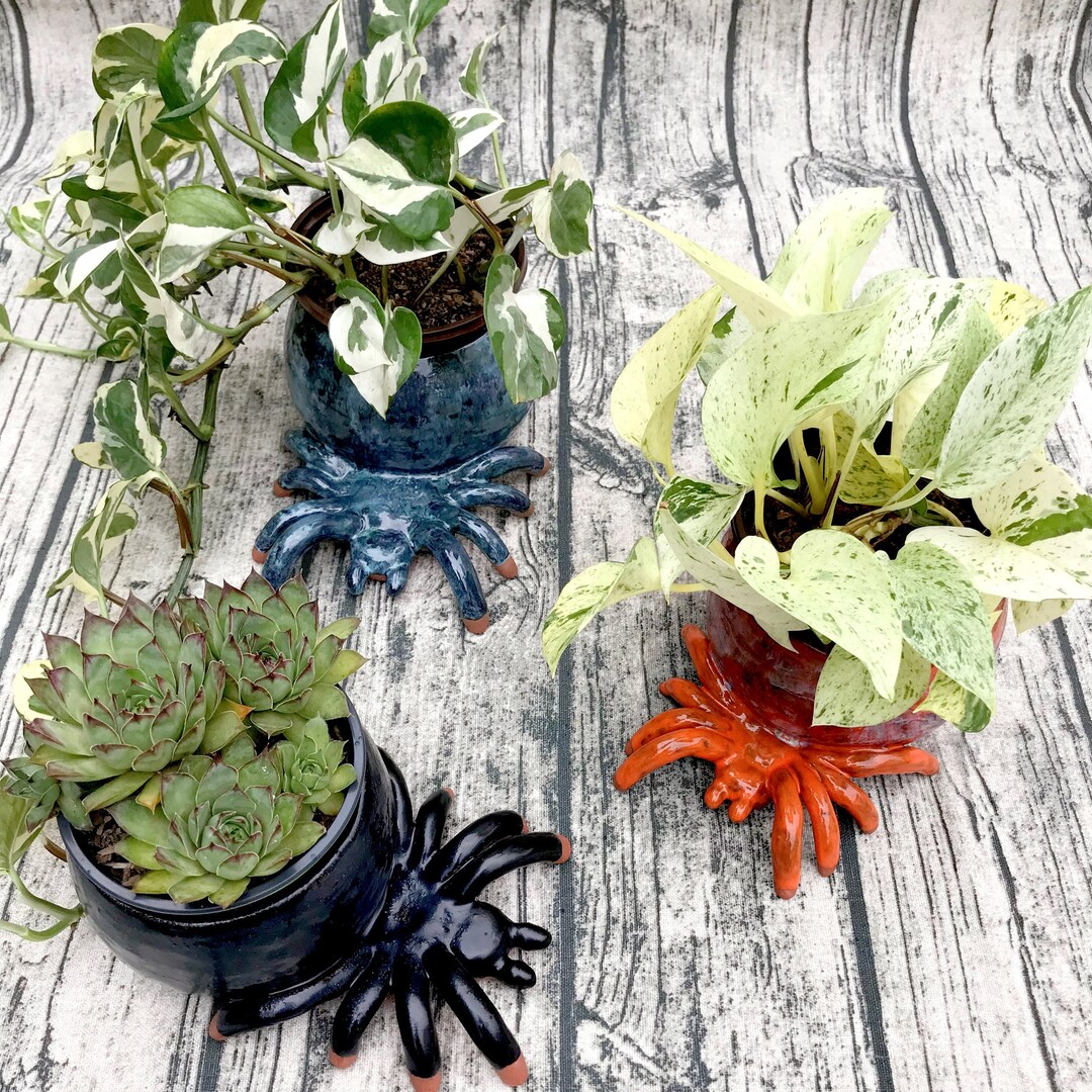 Spider Planter W/ Drainage terracotta Clay. Handmade Ceramic Pot ...