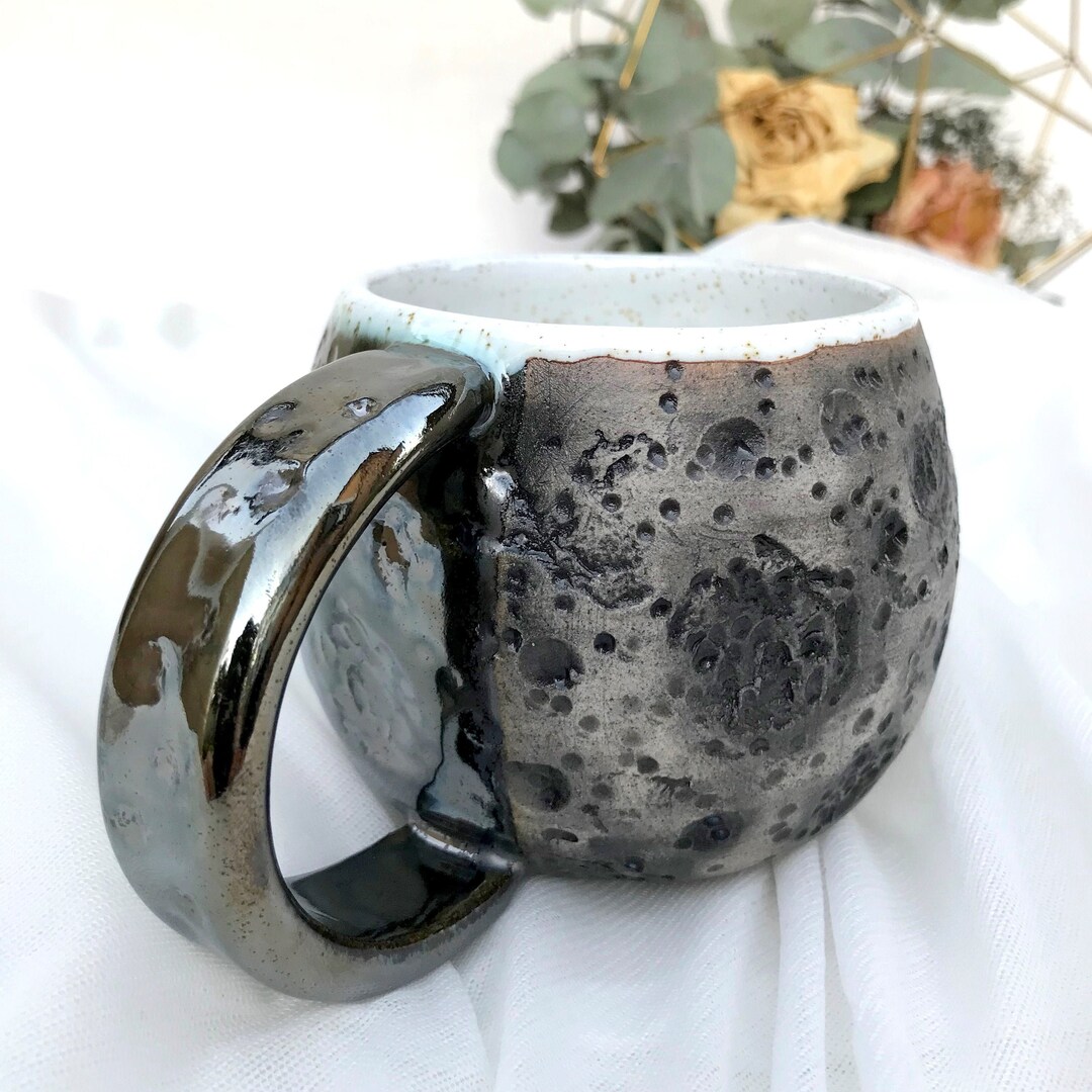 Large Moon Mug W/ Handle. Handmade Ceramic Pottery Cup With Cavity as ...