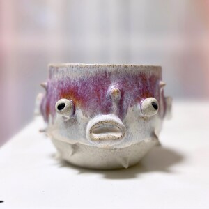 Pufferfish Mug W/ Handle. Handmade Ceramic Cup. Funny Face Fish Art ...