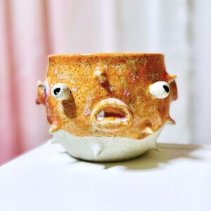 Pufferfish Mug W/ Handle. Handmade Ceramic Cup. Funny Face Fish Art ...