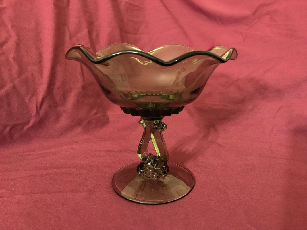 Compote Princess Pattern Green Glass by Viking - Etsy