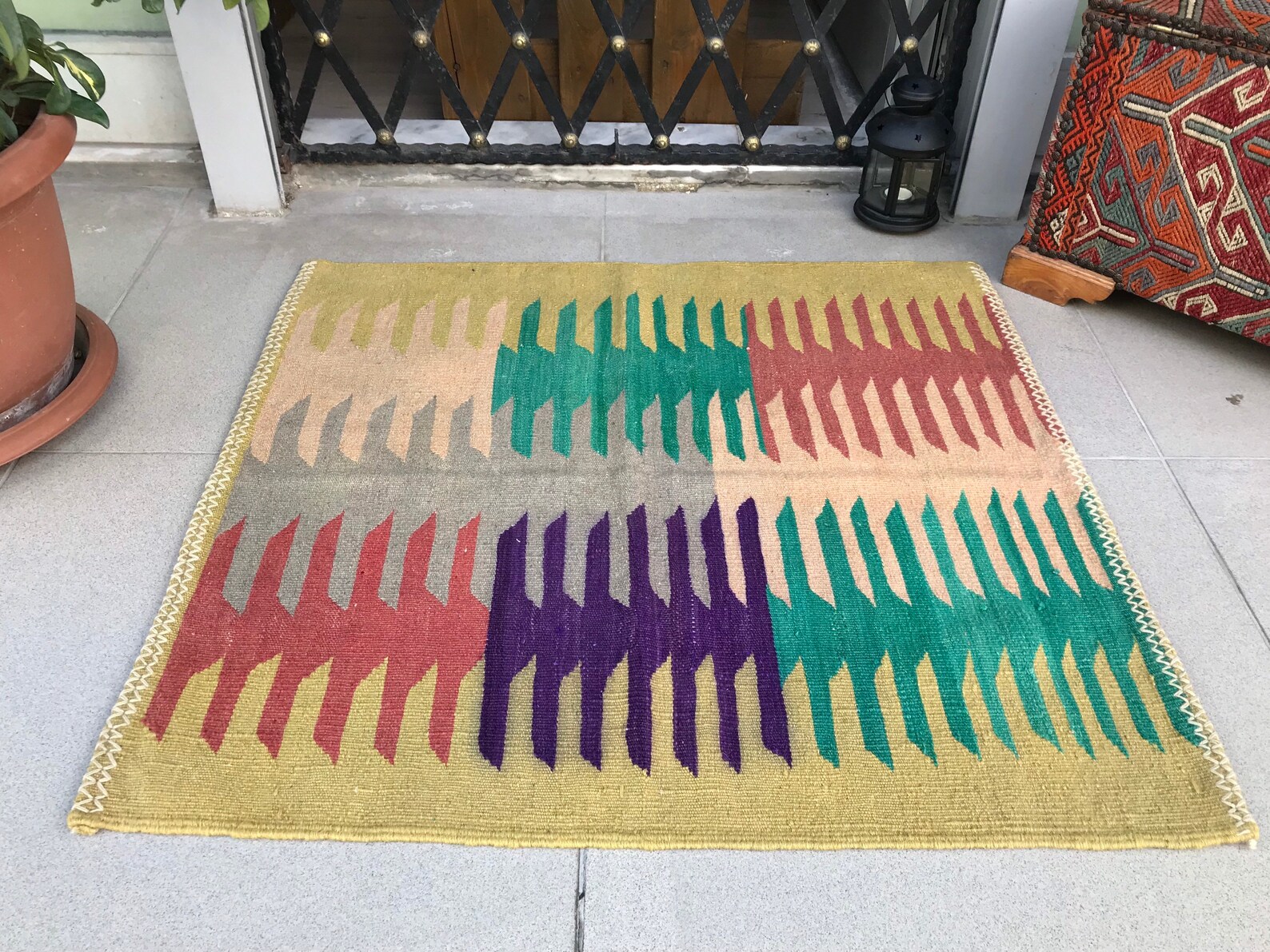 Vintage Turkish Sofrah Kilim Rug Native Tribal Small Kilim - Etsy