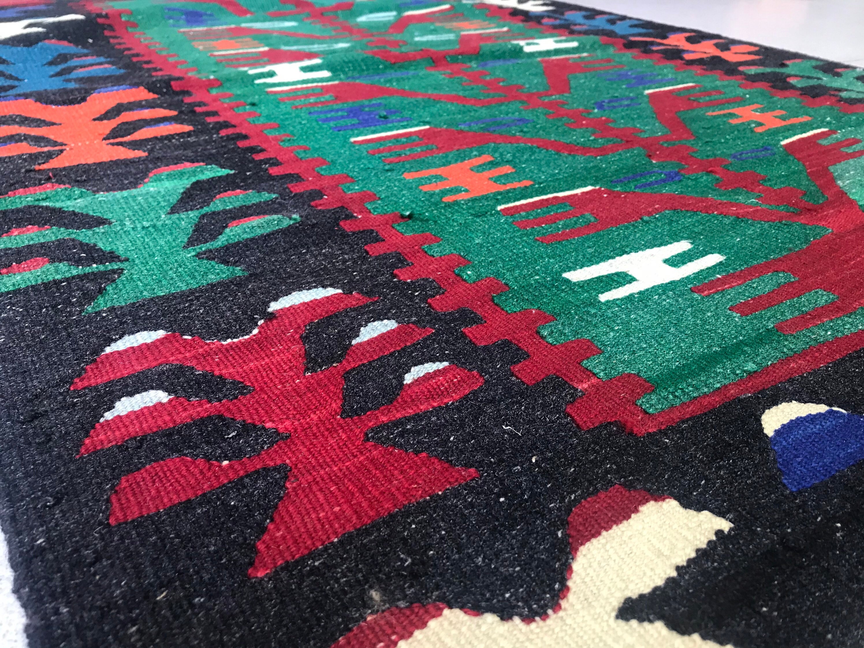 Green Kilim Rug 3x4 Ethnic Anatolian Kilim Aztec Pattern Multicolor ...