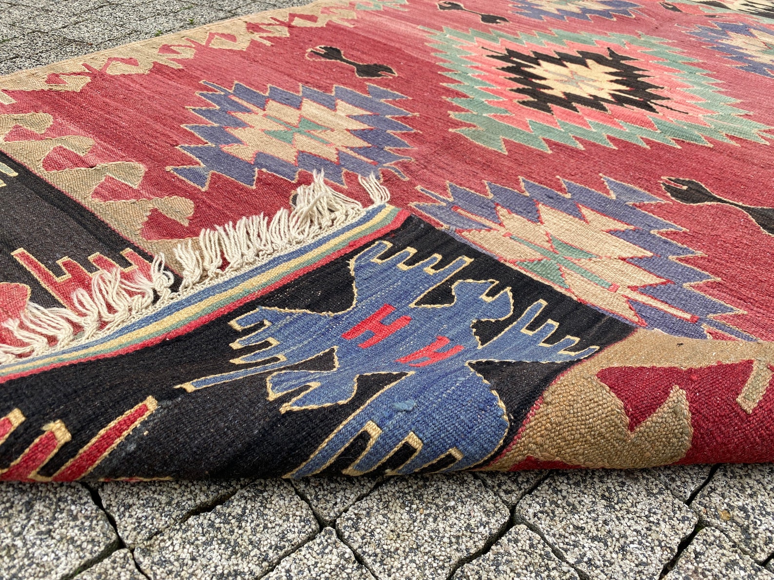 Turkish Tribal Kilim Rug Aztec Pattern Red Black Native Rug - Etsy