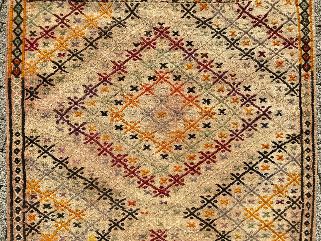Balikesir Cicim Kilim Rug | Tribal Kilim Rug | Primitive S-antique ...