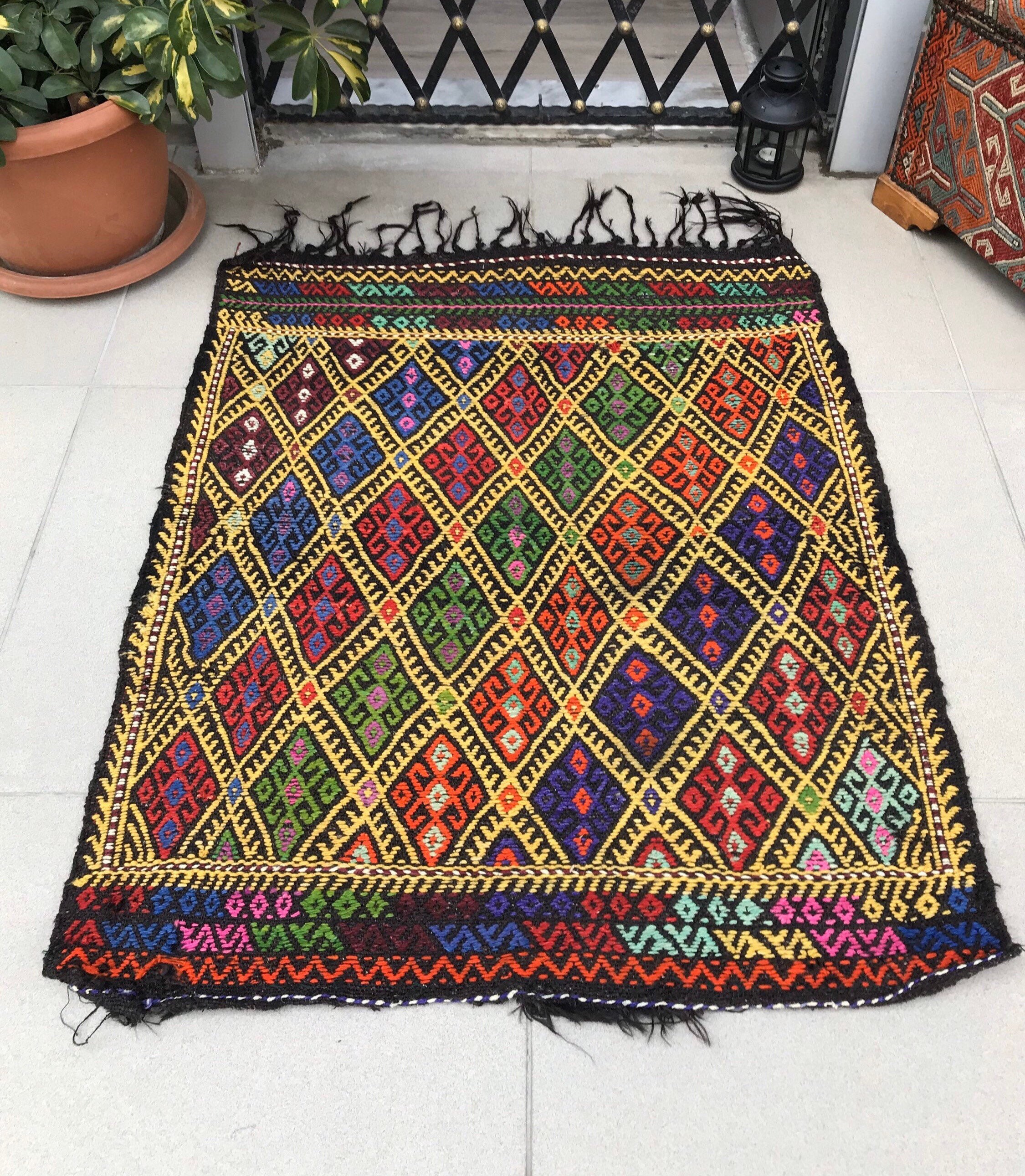 Primitive Tribal Kilim Rug Anatolian Nomad Rug Native Goat Hair Small ...